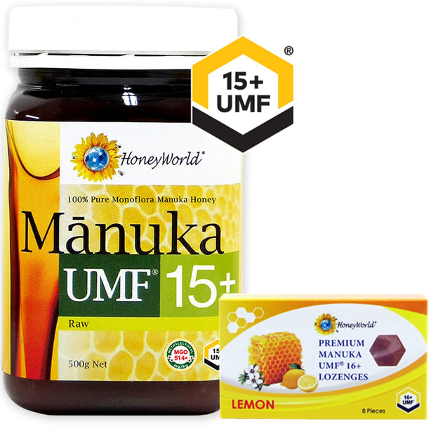 Raw Manuka UMF 15+ 500g & UMF 16+ Lemon Lozenges 8pcs – Robinsons Singapore
