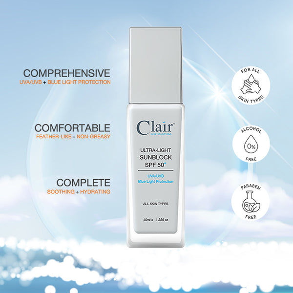 Clair® Skin Solutions Ultra-Light Sunblock Spf 50+ 30ml & Limited Edit ...