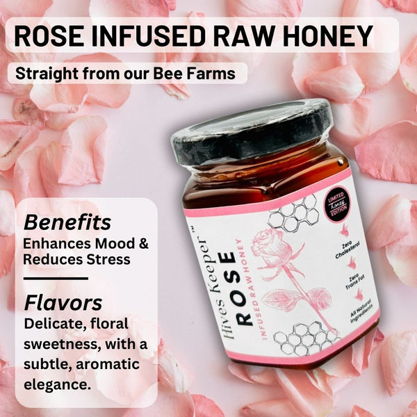 Hives Keeper Premium Rose Raw Infused Honey (Limited Edition) 250g ...