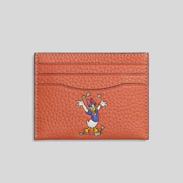 COACH Disney X Coach Card Case In Regenerative Leather Burnt Coral Mul ...