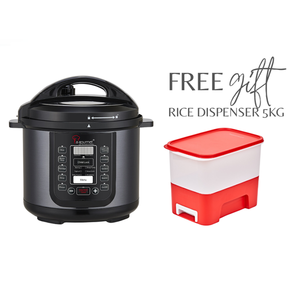 La Gourmet Healthy Electric Pressure Cooker 5L + 5kg Rice Dispenser ...