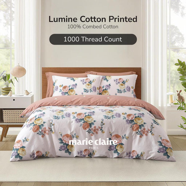 Marie Claire Lumine Printed 100% Combed Cotton 1000TC | Fitted Sheet S ...